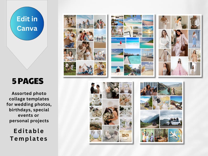 A3 Poster Collage Templates: 5 Pages in Total Photo Collages. Fully ...