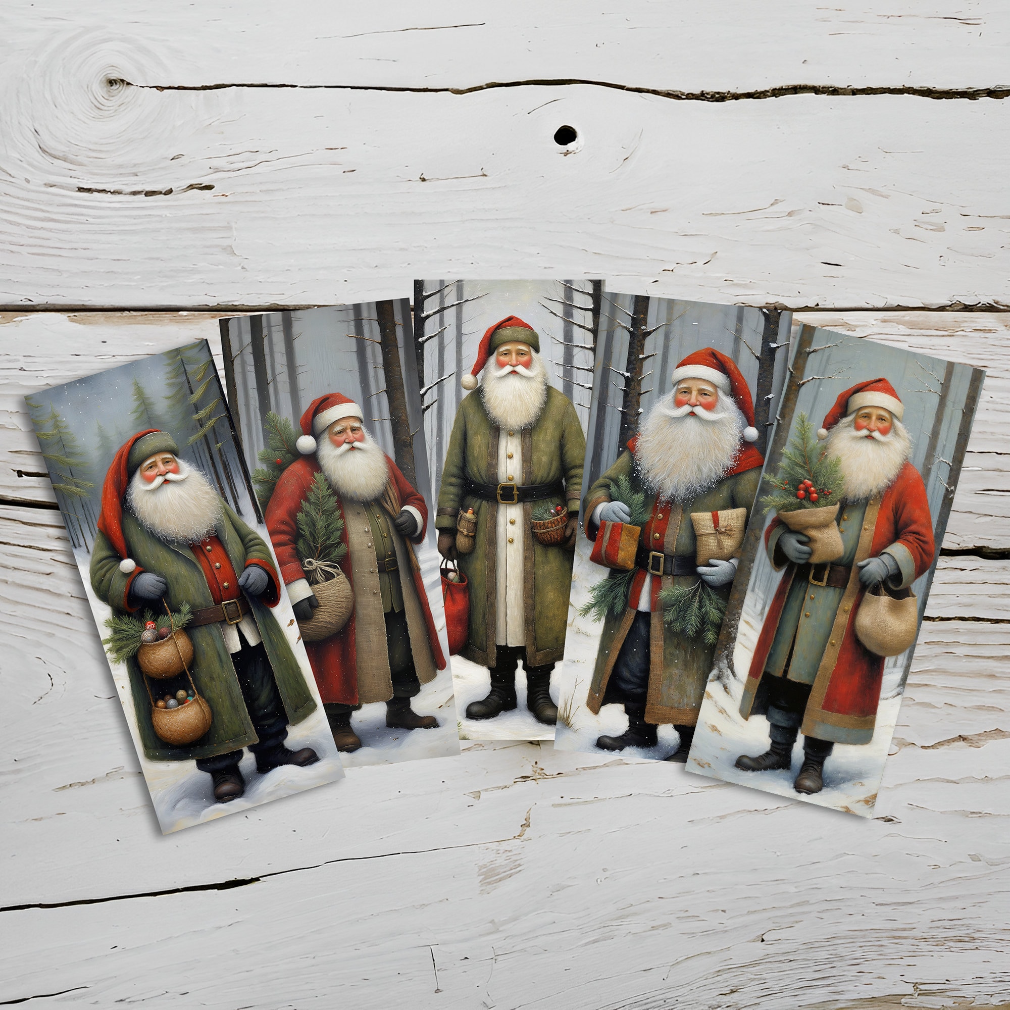 Set of 5 Santa Claus Bookmarks, Santa Claus Bookmark, Christmas ...