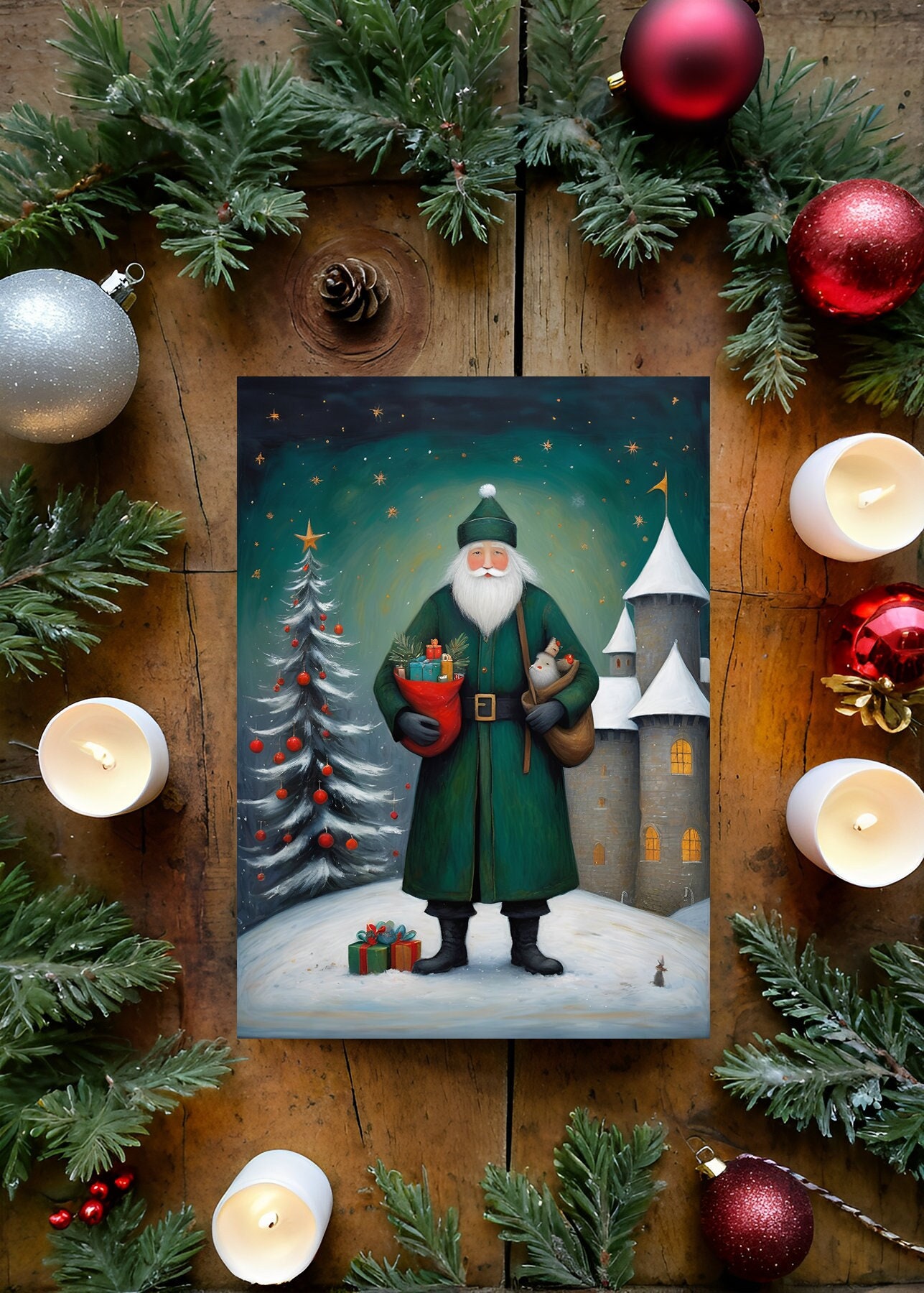 Santa Christmas Card Digital Download Santa Christmas Card - Etsy