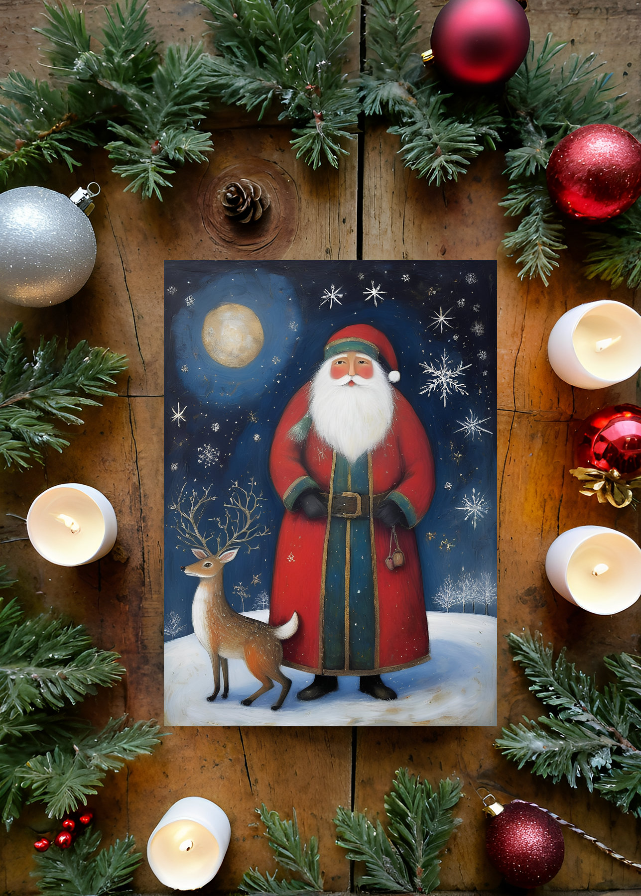 Santa Christmas Card, Digital Download Santa, Christmas Card, Santa ...
