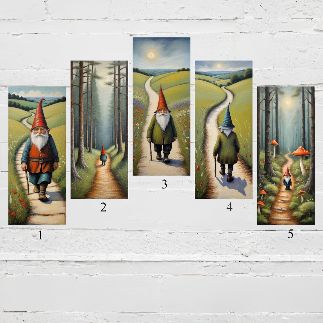 Gnome Bookmarks, Bookmarks, Set of 5 Bookmarks, Gnomes, Gnome Art ...