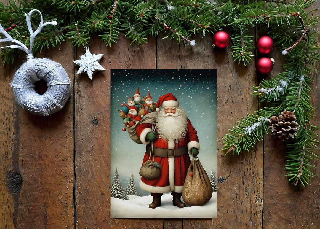 Santa Christmas Card, Digital Download Santa, Christmas Card, Santa ...