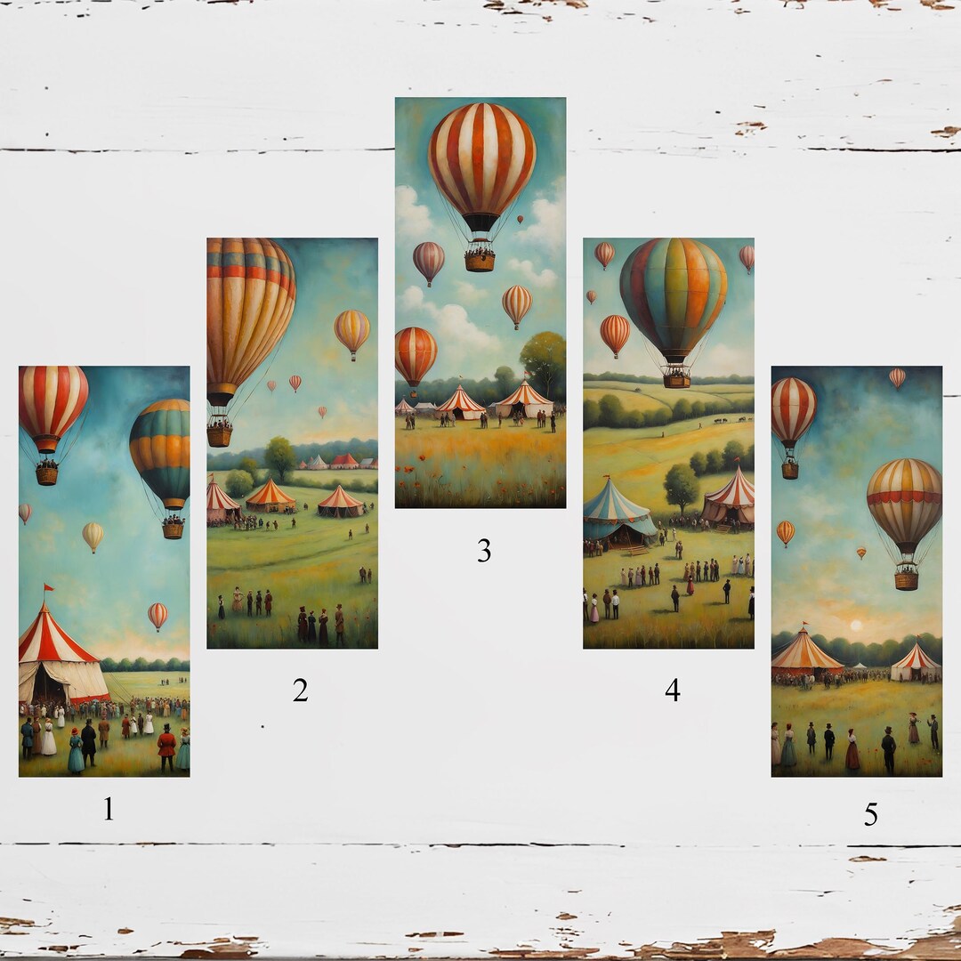 Bookmarks, Hot Air Balloon Bookmarks, Hot Air Balloons, Circus Art ...