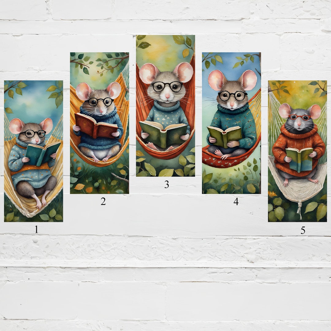 Bookmarks, Mouse Bookmarks, Mouse Artwork, Bookmark Gift, Set of ...