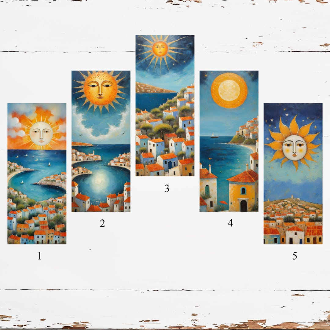Sun Bookmarks, Bookmark Set, Sun Art, Mediterranean Bookmark, Bookmark ...