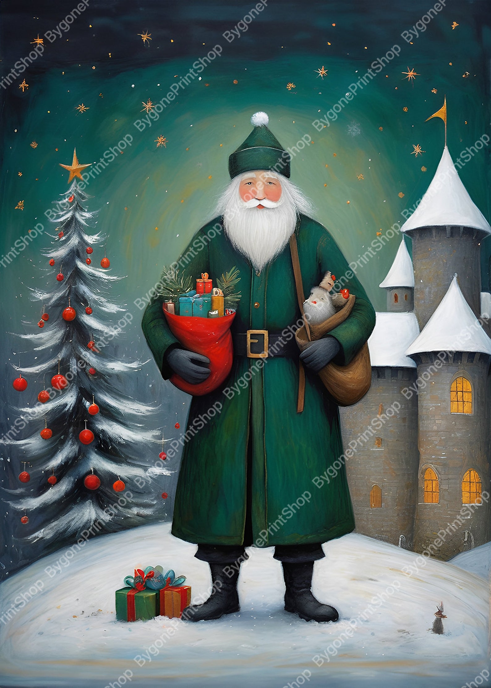 Santa Christmas Card, Digital Download Santa, Christmas Card, Santa ...