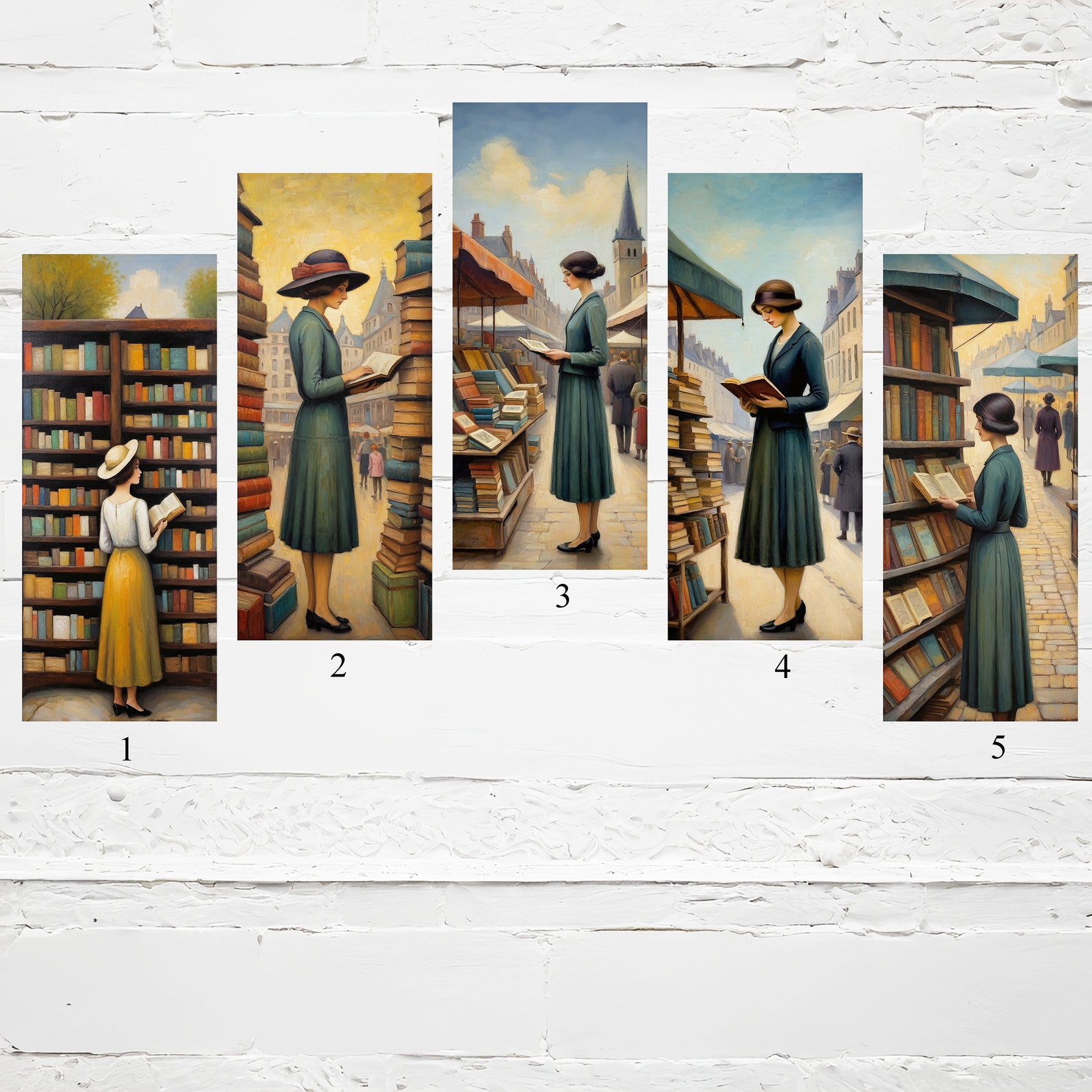 1920's Bookmarks, Bookmarks, Set of 5 Bookmarks, Women Bookmarks, Books ...