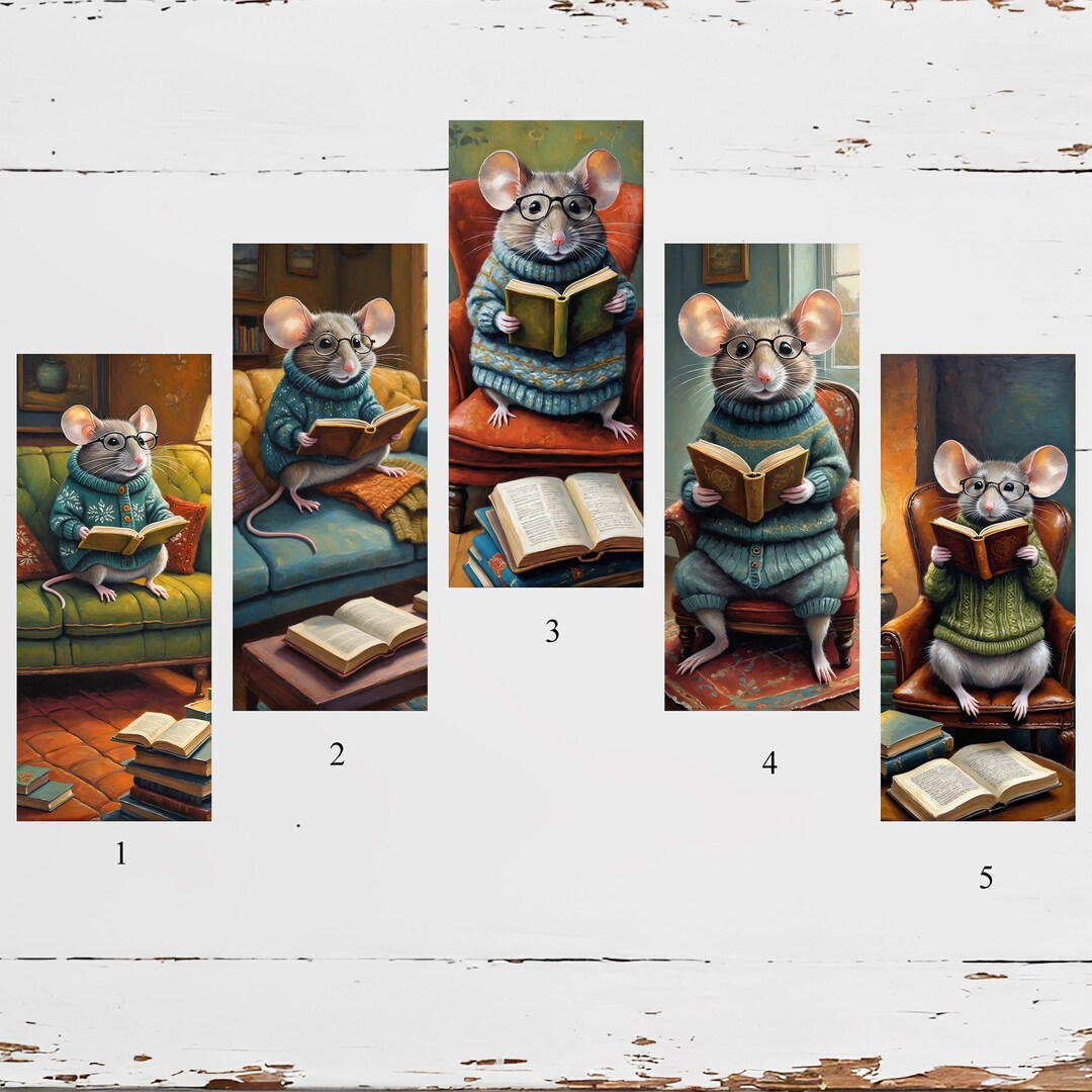 Bookmarks, Mouse Bookmarks, Mouse Artwork, Bookmark Gift, Set of ...