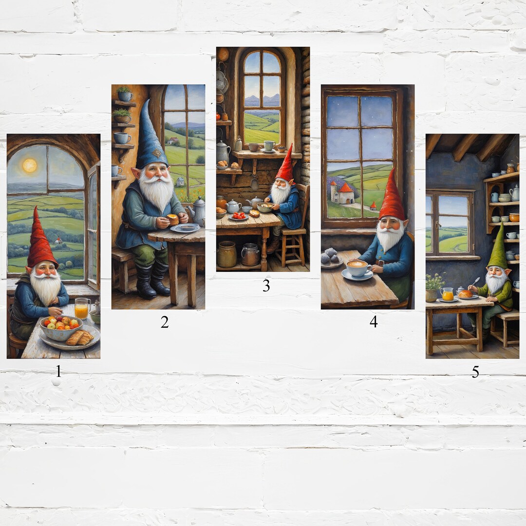 Gnome Bookmarks, Bookmarks, Set of 5 Bookmarks, Gnomes, Gnome Art ...