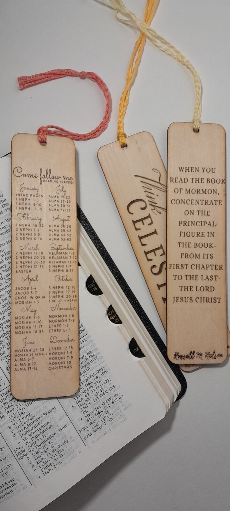 Wooden Bookmark | Book of Mormon Scripture Study | LDS Come Follow Me Tracker | Think Celestial ...