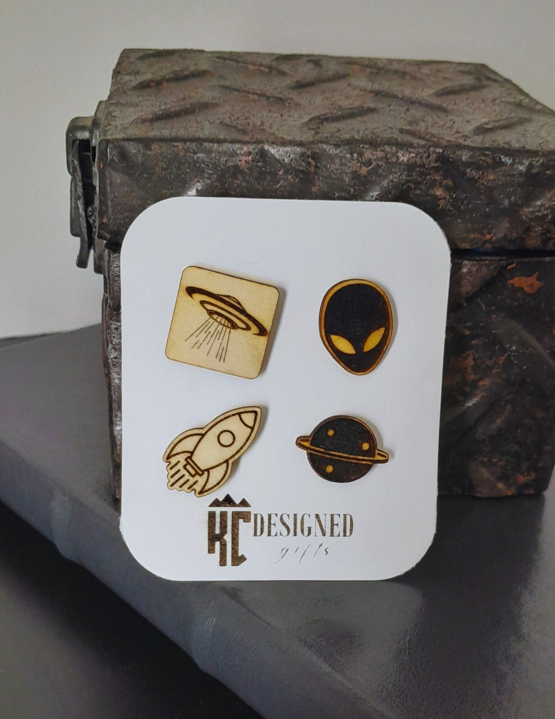 Wooden Lapel Pins | Space Themed Lapel Pin | Alien Themed Lapel Pin ...