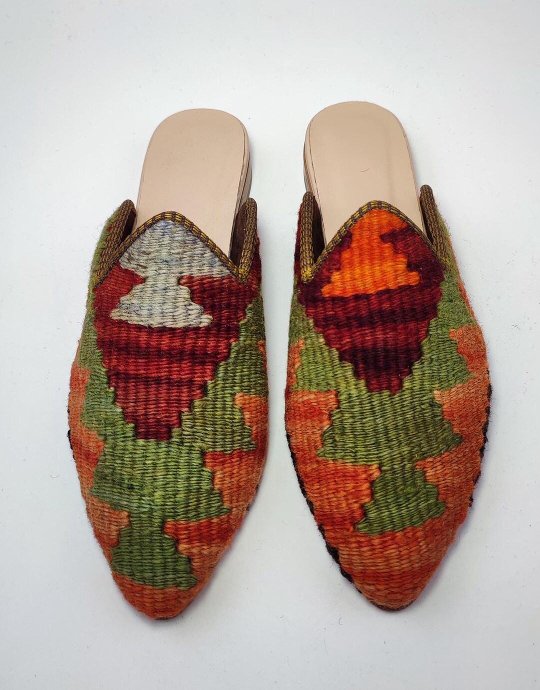 39EU9US Women Kilim Shoes, Turkish Vintage Kilim Mule, One of a Kind ...