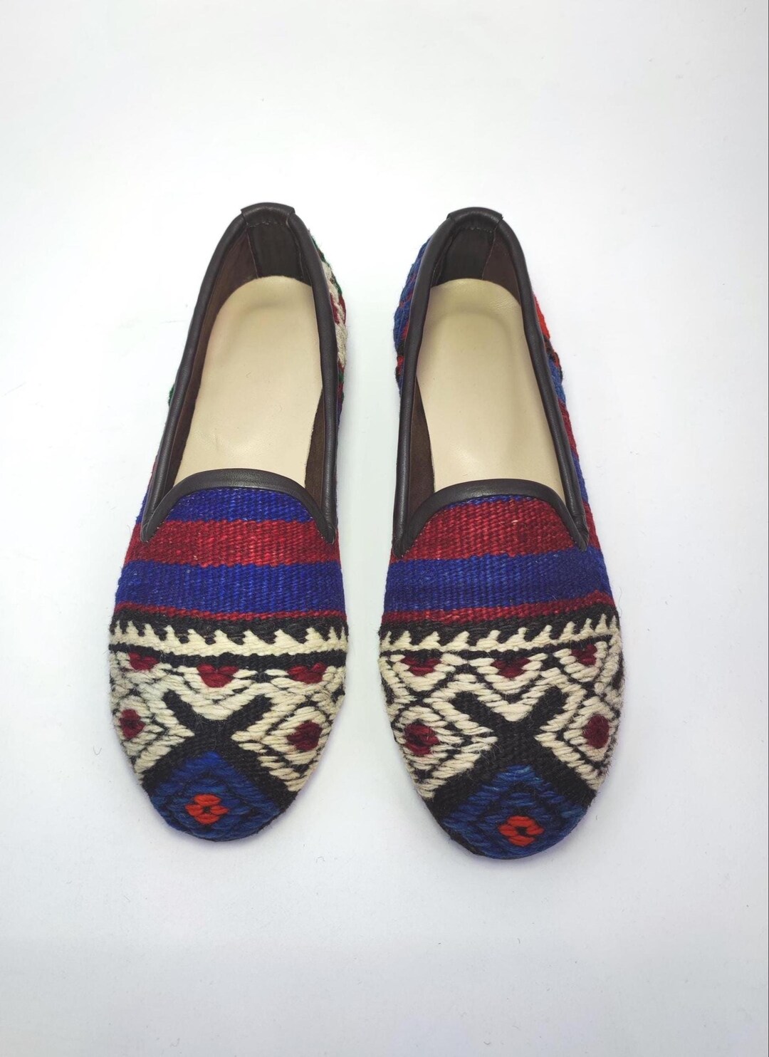 36 EU/ 6 US/ 4 UK Handcrafted Kilim Loafers, Women's Turkish Vintage ...