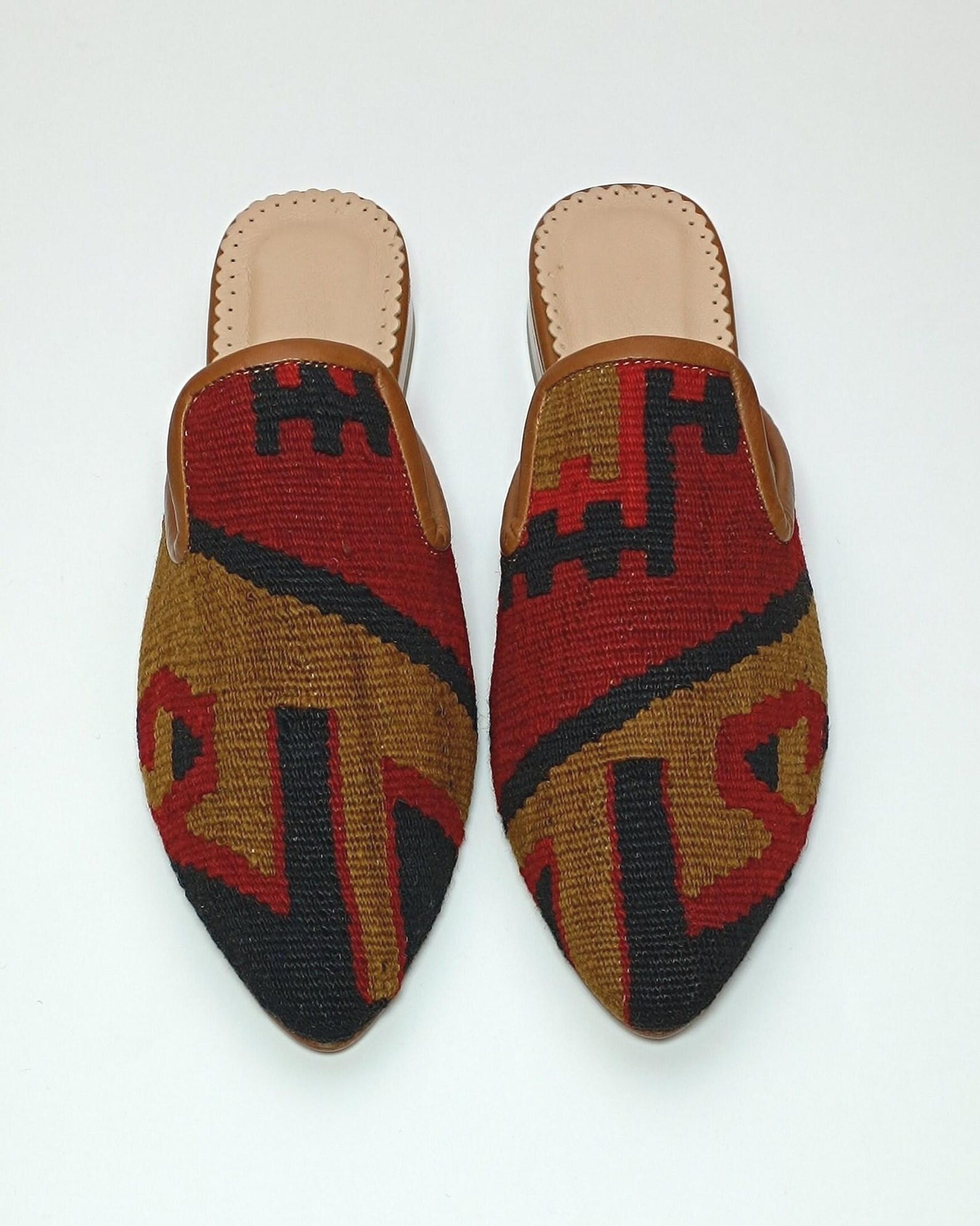 Kilim Mules 38EU(8US), Women!s Ethnic Turkish Kilim Rug Slipper ...