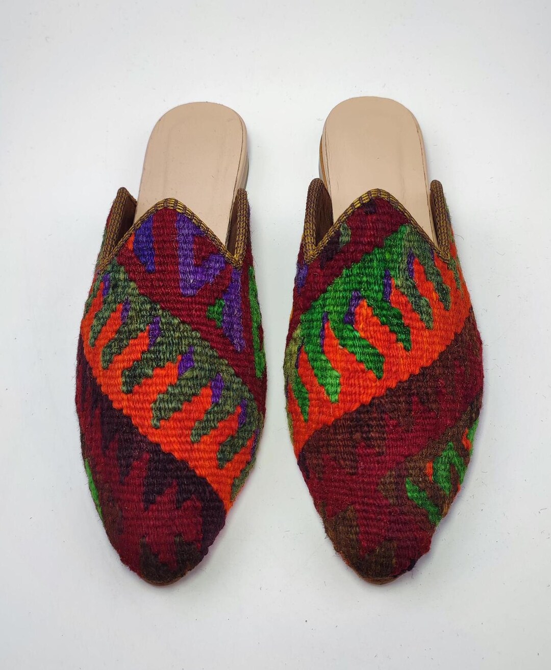 38EU(8US) Women Vintage Handwoven Kilim Shoes, Turkish Vintage Kilim ...