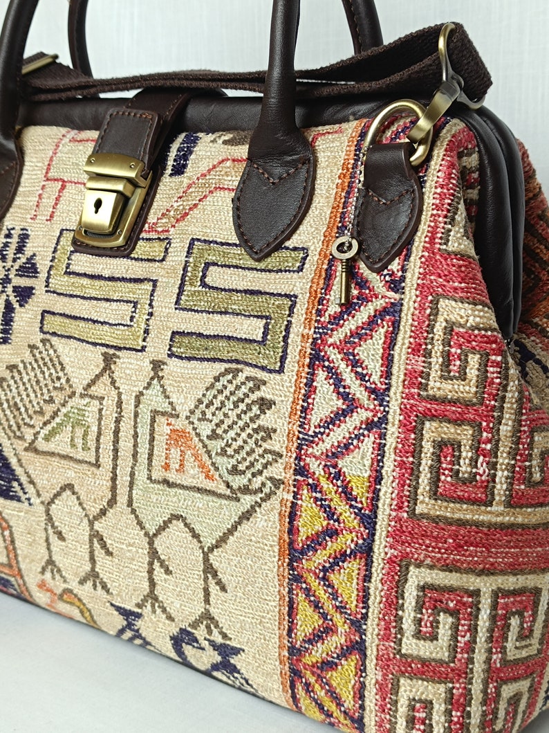 Turkish Carpet Bag, Traditional Turkish Kilim Rug Bag, Turkish Ethnic ...