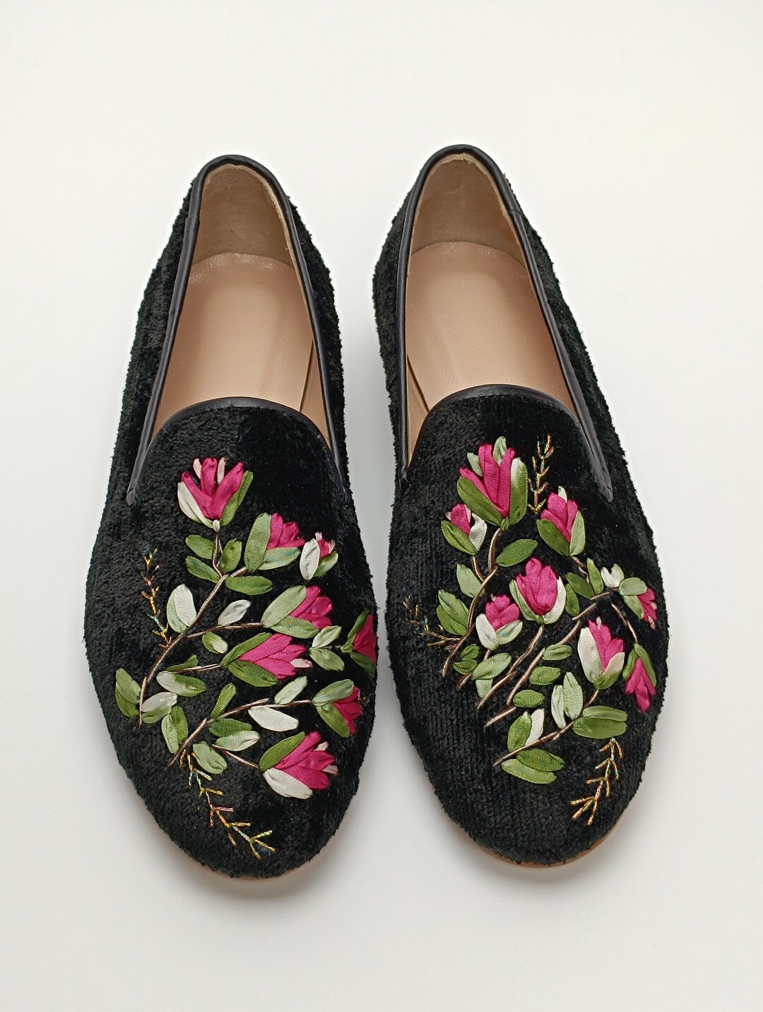 Women's İkat Loafer 37EU7US, Ribbon Embroidered Handwoven İkat Velvet ...