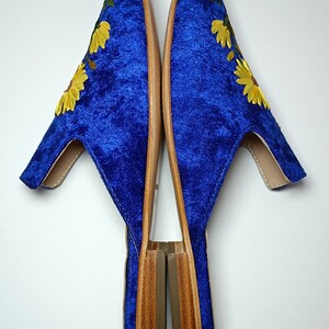 Silk Ribbon Embroidered Velvet Mules, Velvet Slipper, Ribbon ...