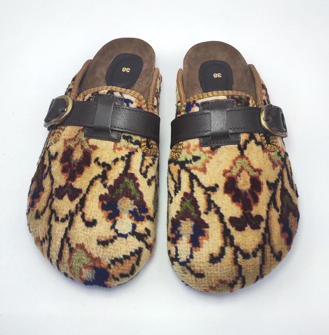 38EU/8US/6UK Women Original Carpet Clogs, Handknotted Vintage Carpet ...