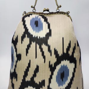 XL Women Kiss Lock Silk İkat Bag, Handwoven İkat Shoulder Bag, Top ...