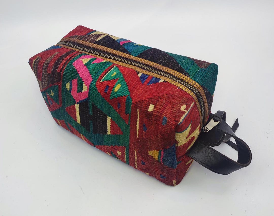 Dopp Kit Bag, Original Vintage Kilim Dopp Kit Bag, One of a Kind Dopp ...
