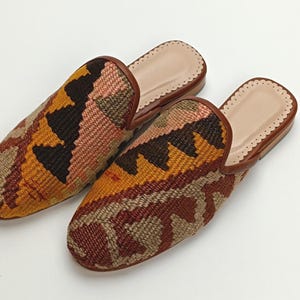 Handwoven Kilim Mules: Women's Turkish Rug Slippers, Boho Style (size ...