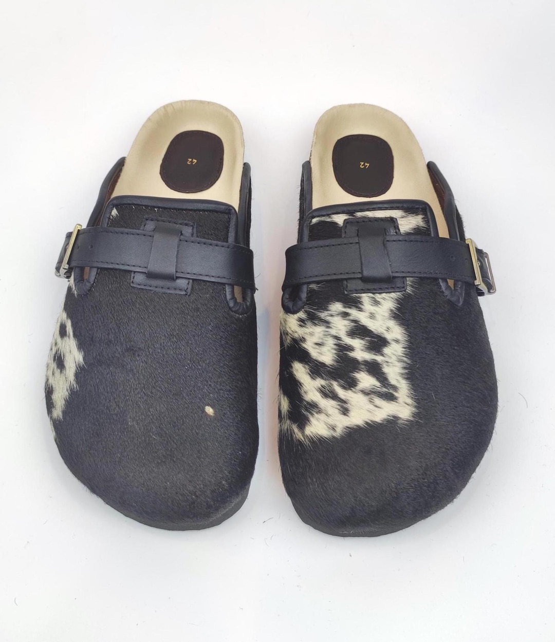 42 EU/ 9 US/ 8 UK Handcrafted Cowhide Clogs: Men's Soft Insole Indoor ...
