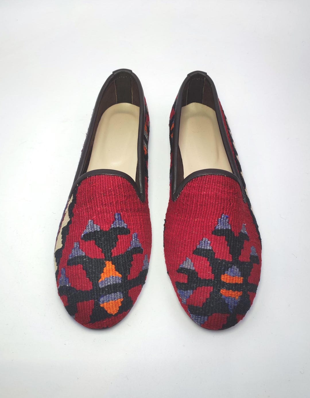 Handwoven Kilim Loafers: Vintage Turkish Rug Shoes With Leather Trim ...