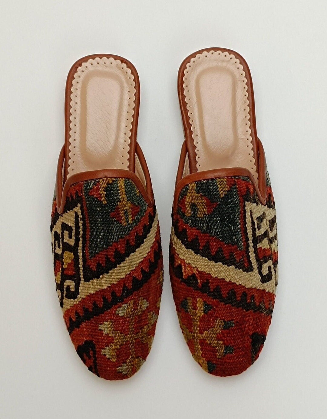 Women's Carpet Shoes 39EU9US, Turkish Handwoven Carpet Mules, Turkish ...