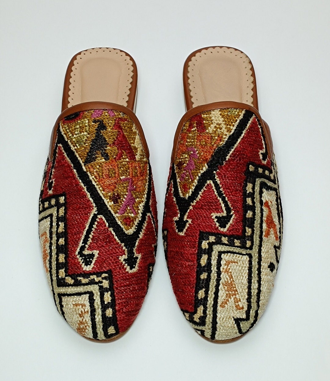 Women Kilim Mules 37EU 7US, Sumak Kilim Slipper, Turkish Kilim Slipper ...