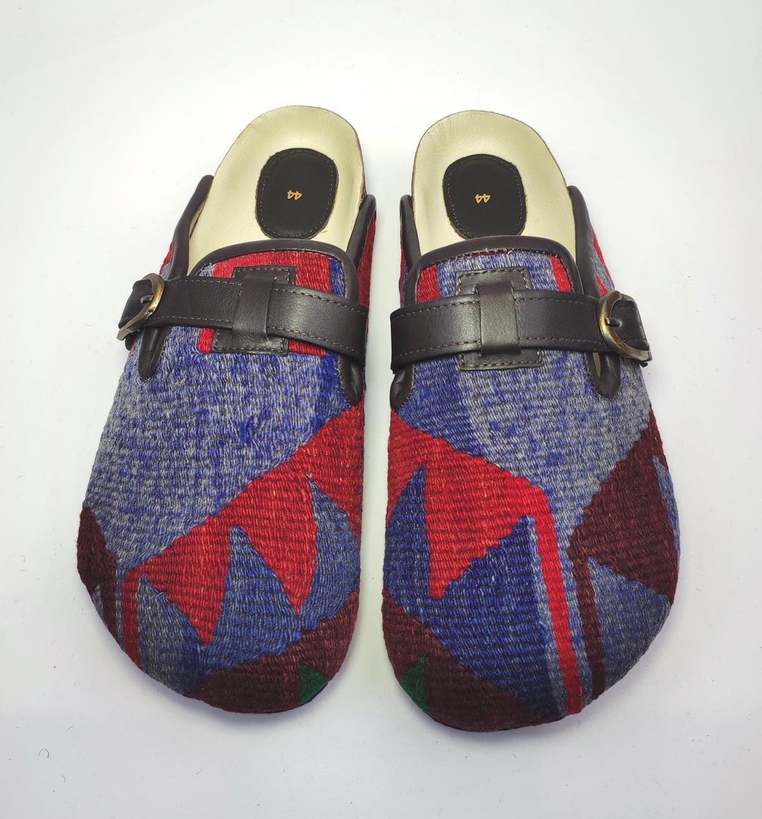 45EU/ 12US/ 11UK Men Kilim Clogs, Handwoven Vintage Kilim Clogs With ...