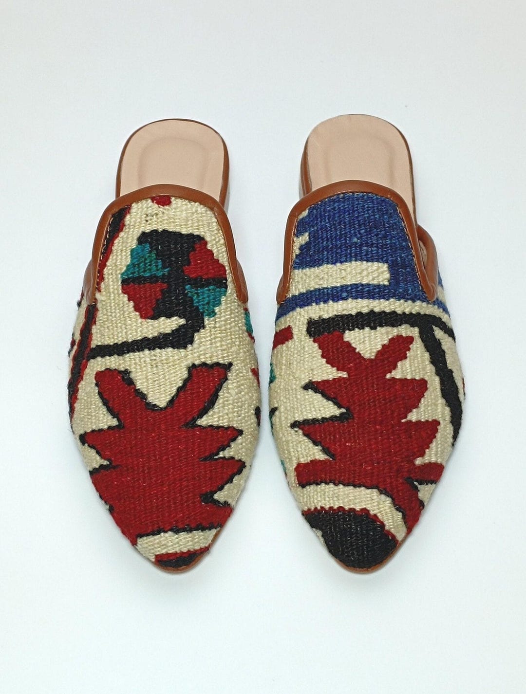 35EU(5US) Kilim Pointy Toe Mule, Traditional Turkish Vintage Kilim ...