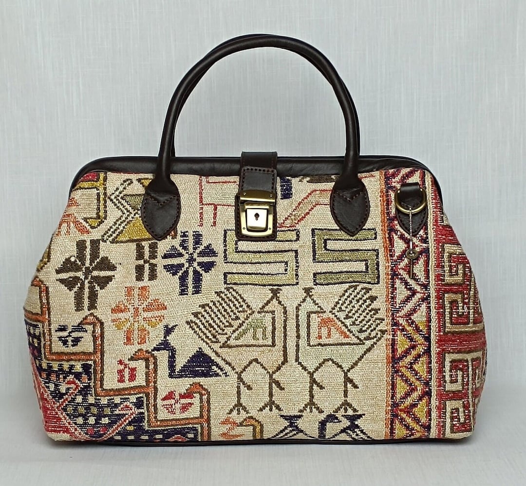 Turkish Carpet Bag, Traditional Turkish Kilim Rug Bag, Turkish Ethnic ...