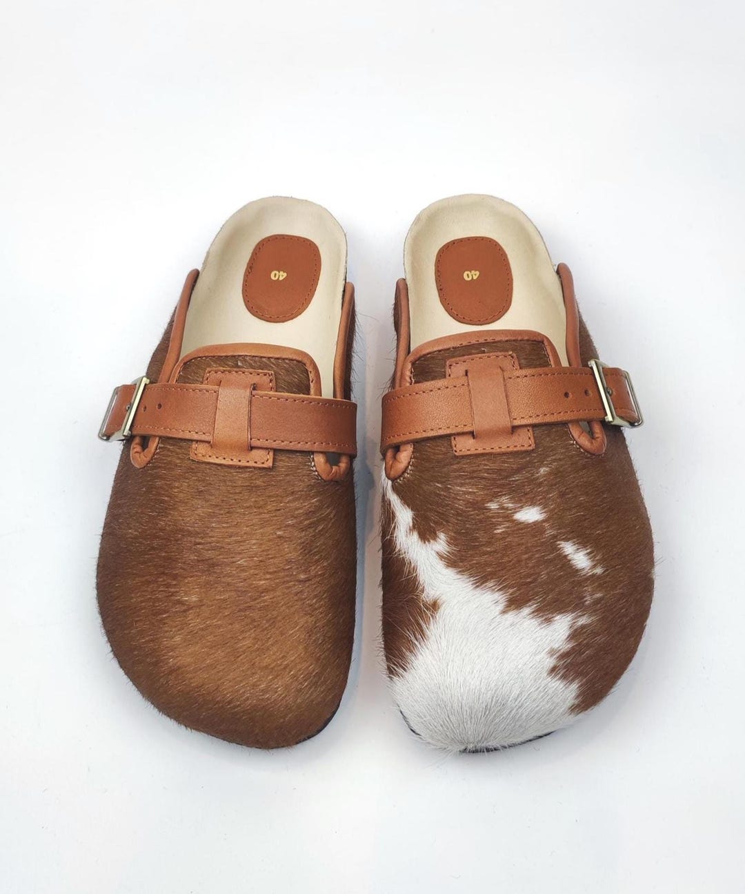40 EU/ 10 US/ 8 UK Handcrafted Cowhide Clogs: Soft Insole, Indoor ...