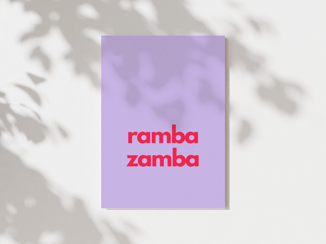 Poster ramba Zamba, Bright Red Saying on a Purple Background, Children ...