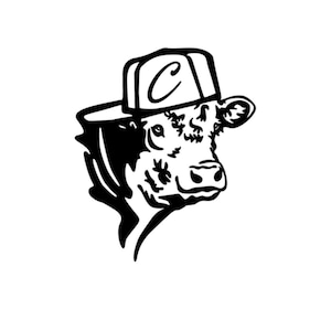 Custom Initial Cow Backwards Hat Decal /truck Decal/car Decal/squatted ...