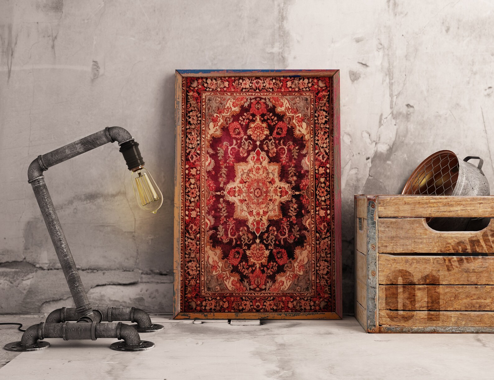 Vintage Turkish Rug Digital Poster Print | Antique Wall Decor | Aged ...
