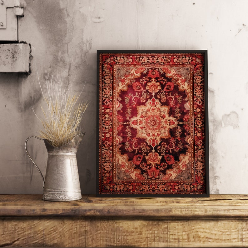 Vintage Turkish Rug Digital Poster Print | Antique Wall Decor | Aged ...
