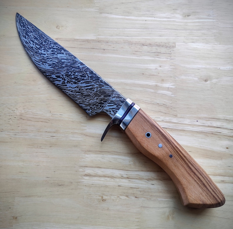 Damascus Recurve Fighting Knife, Custom Hand Forged Carbon Steel ...