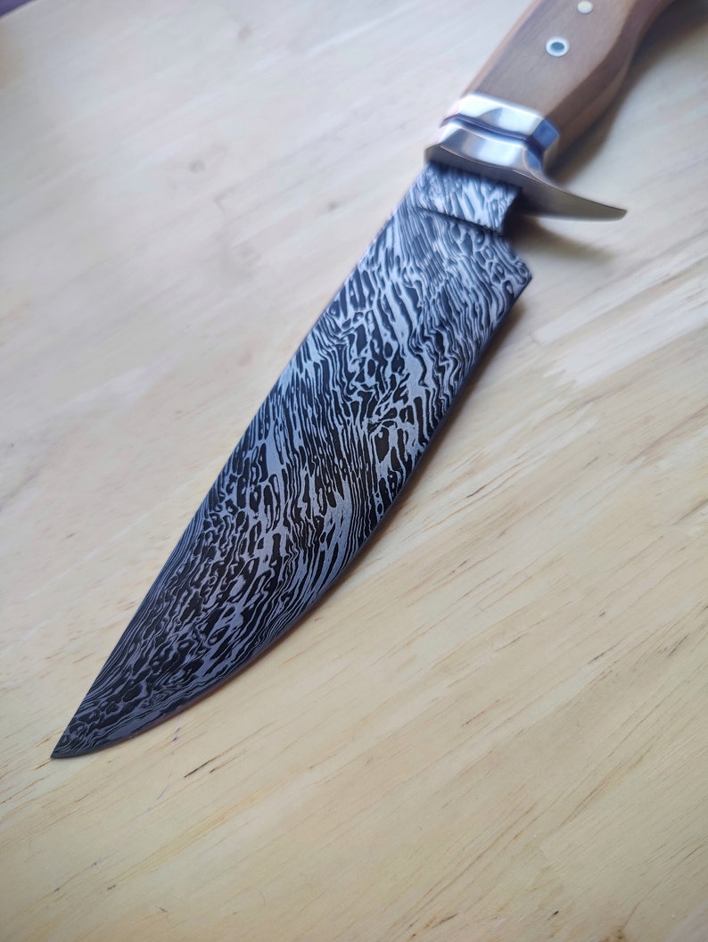 Damascus Recurve Fighting Knife, Custom Hand Forged Carbon Steel ...