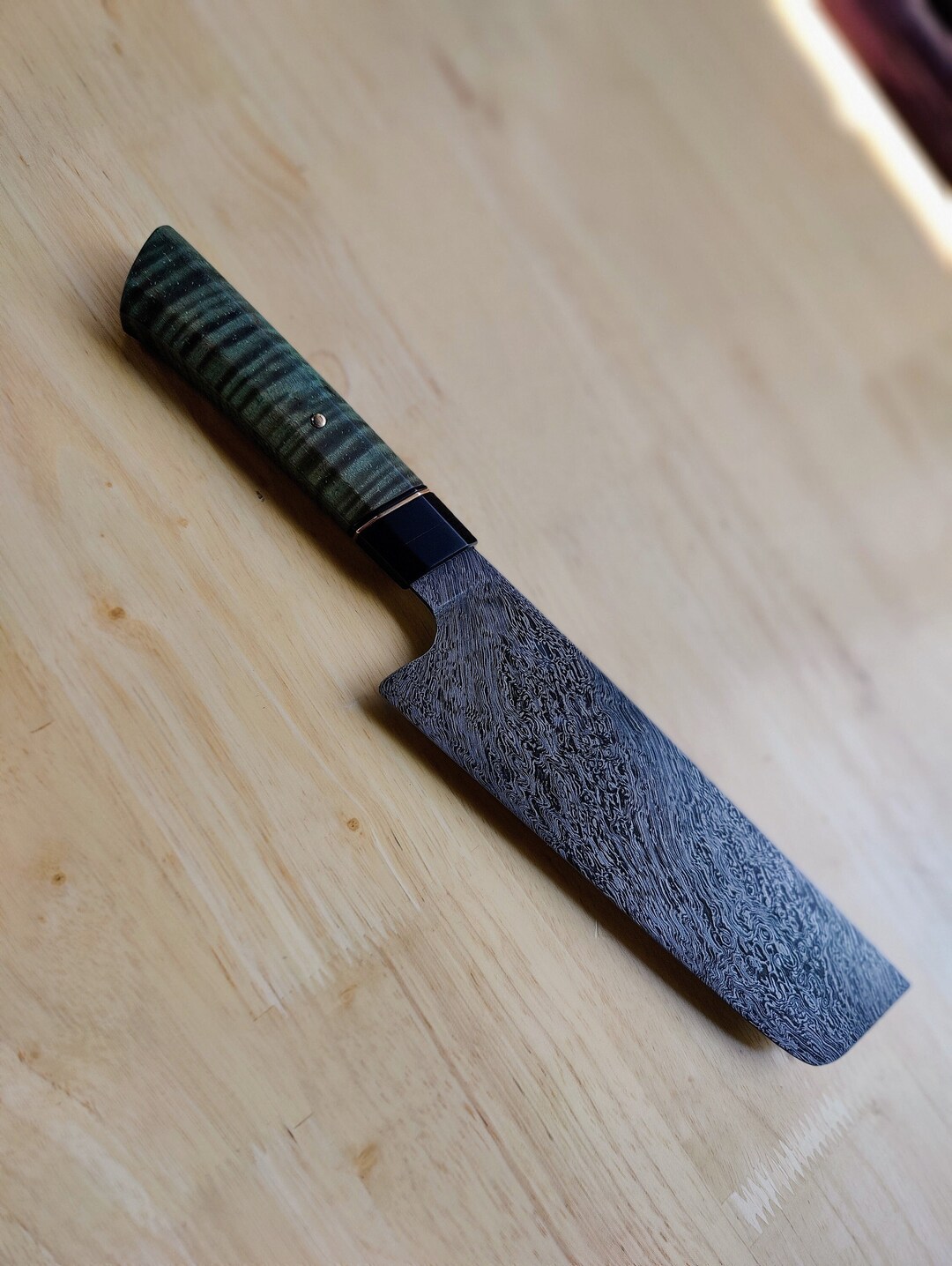 Damascus Custom Nakiri, 7" High Carbon Japanese Veggie Knife - Etsy