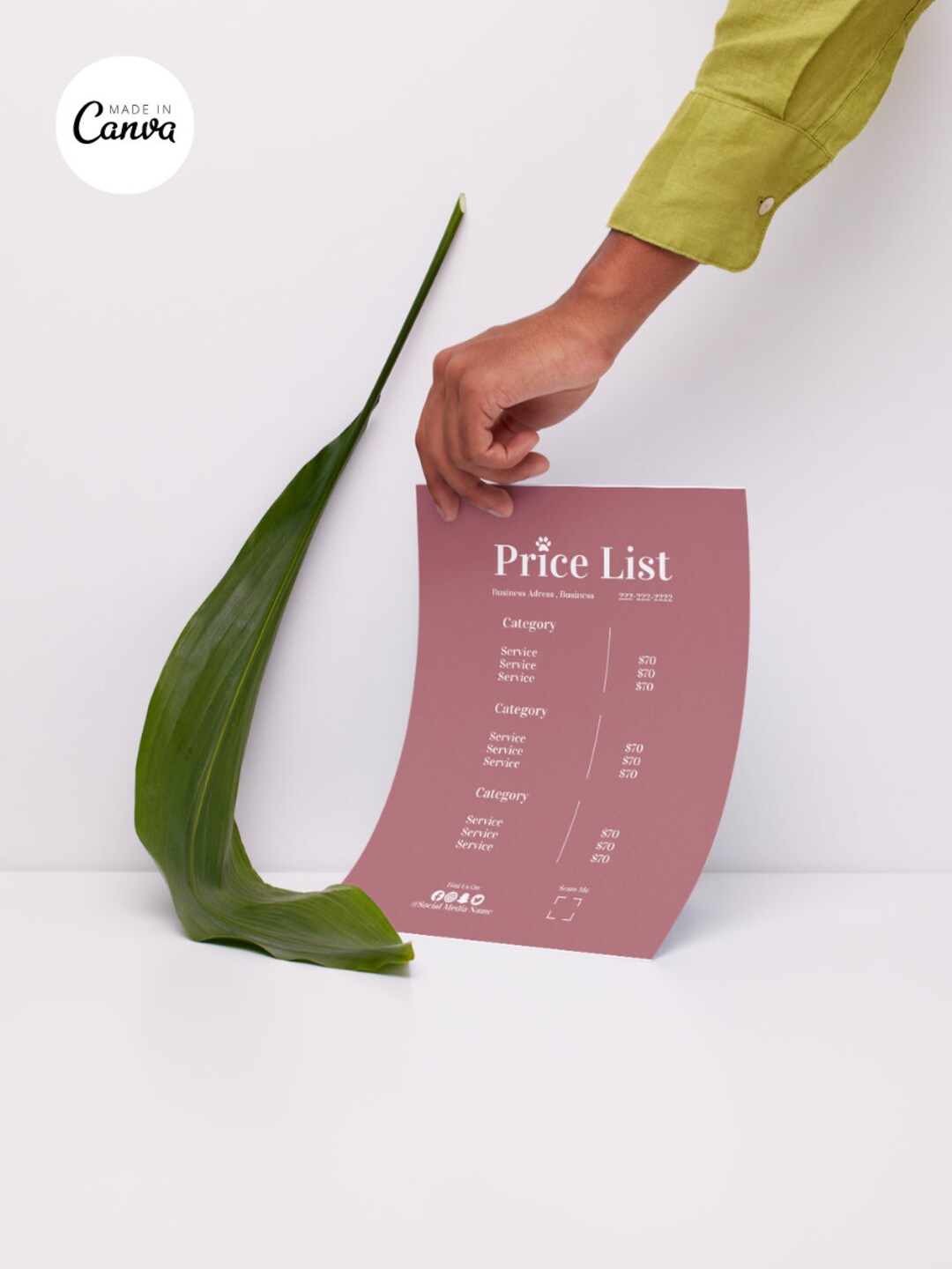 Minimalist Business Price List Digital Download Created With Pet ...