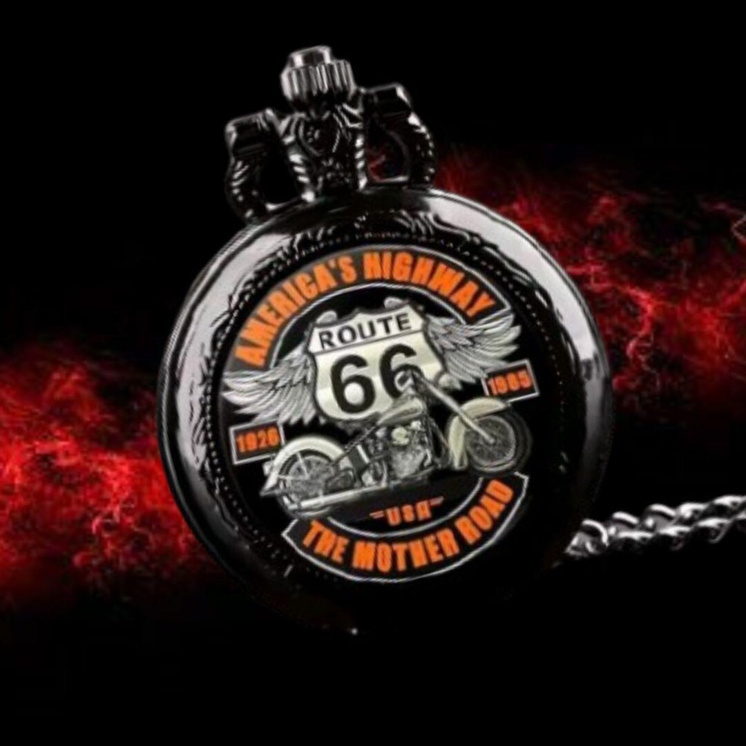 Route 66 Motorbike Pocket Watch – Cool 'mother Road' Design With ...