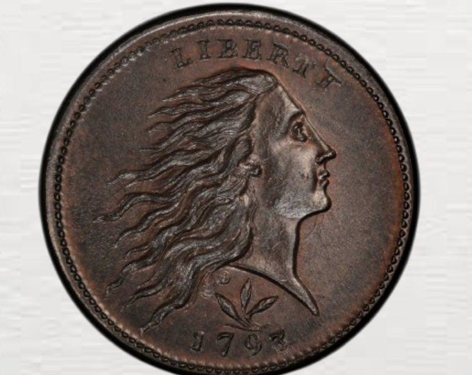 1793 Flowing Hair Large Cents AMERICA With Periods Chain Reverse - Etsy