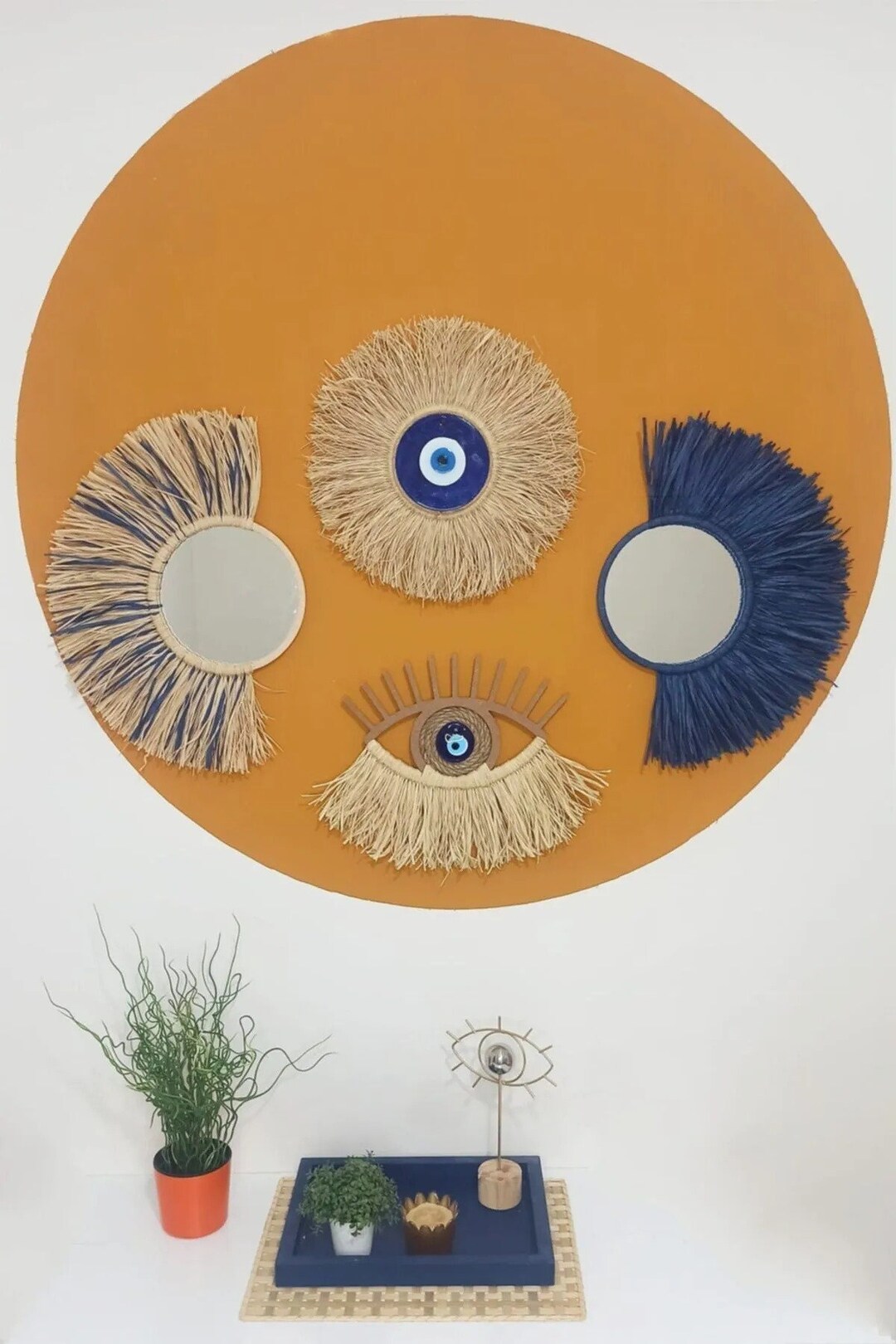 Bohemian Style 4-piece Design Mirror Set With Evil Eye Beads, Evil Eye ...