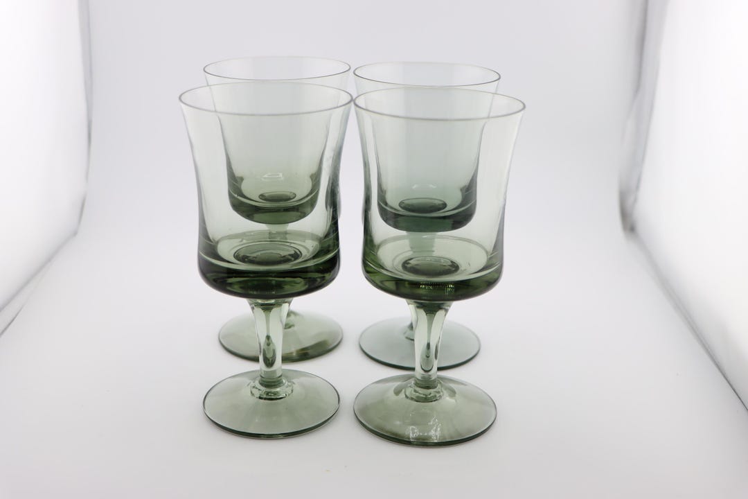 Set of 4 Denby Moss Green Arabesque Wine/juice Glasses Goblets Tumblers ...