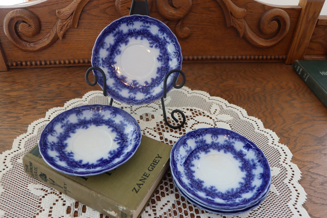5 Samuel Ford and Company Burslem England Milan Flow Blue Saucers ...