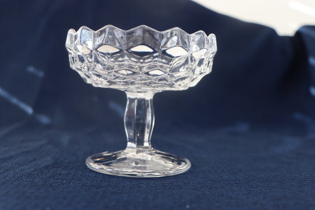 American Clear Fostoria Cubist Collection Square Handled Nappy and ...