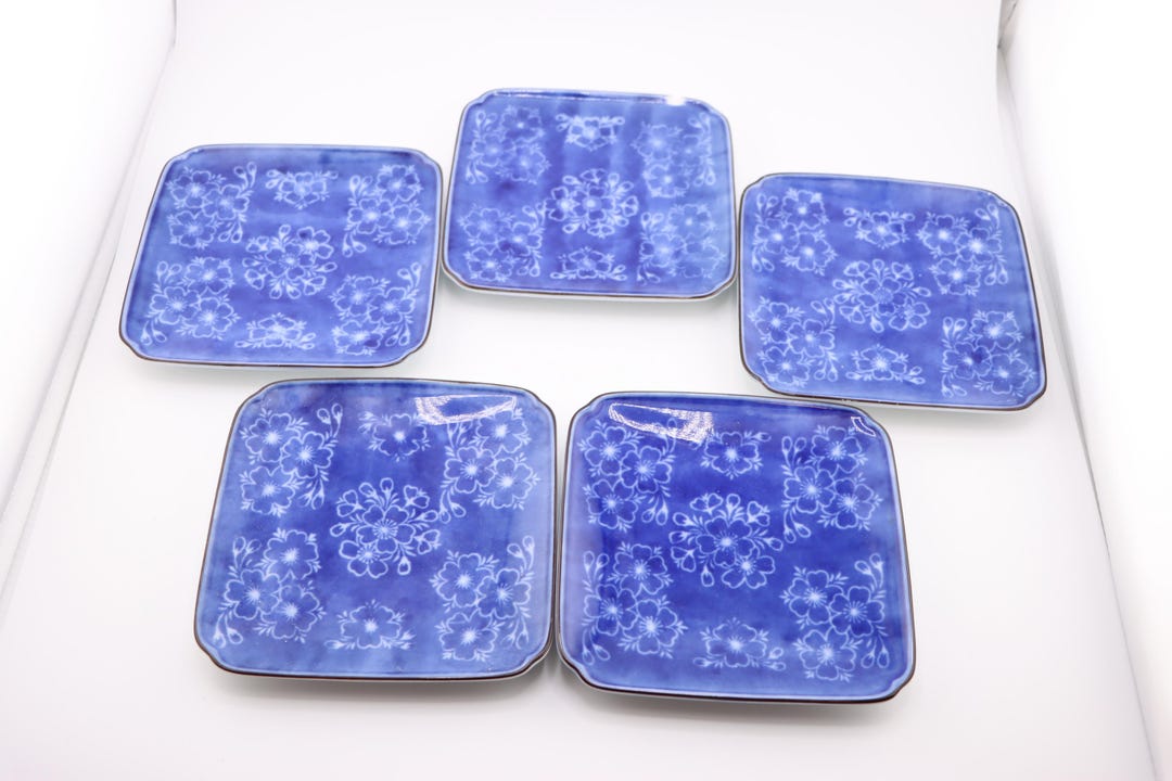 5 Fukagawa Seiji Porcelain Square Plates Wasabi/soy Sauce/sweet and ...