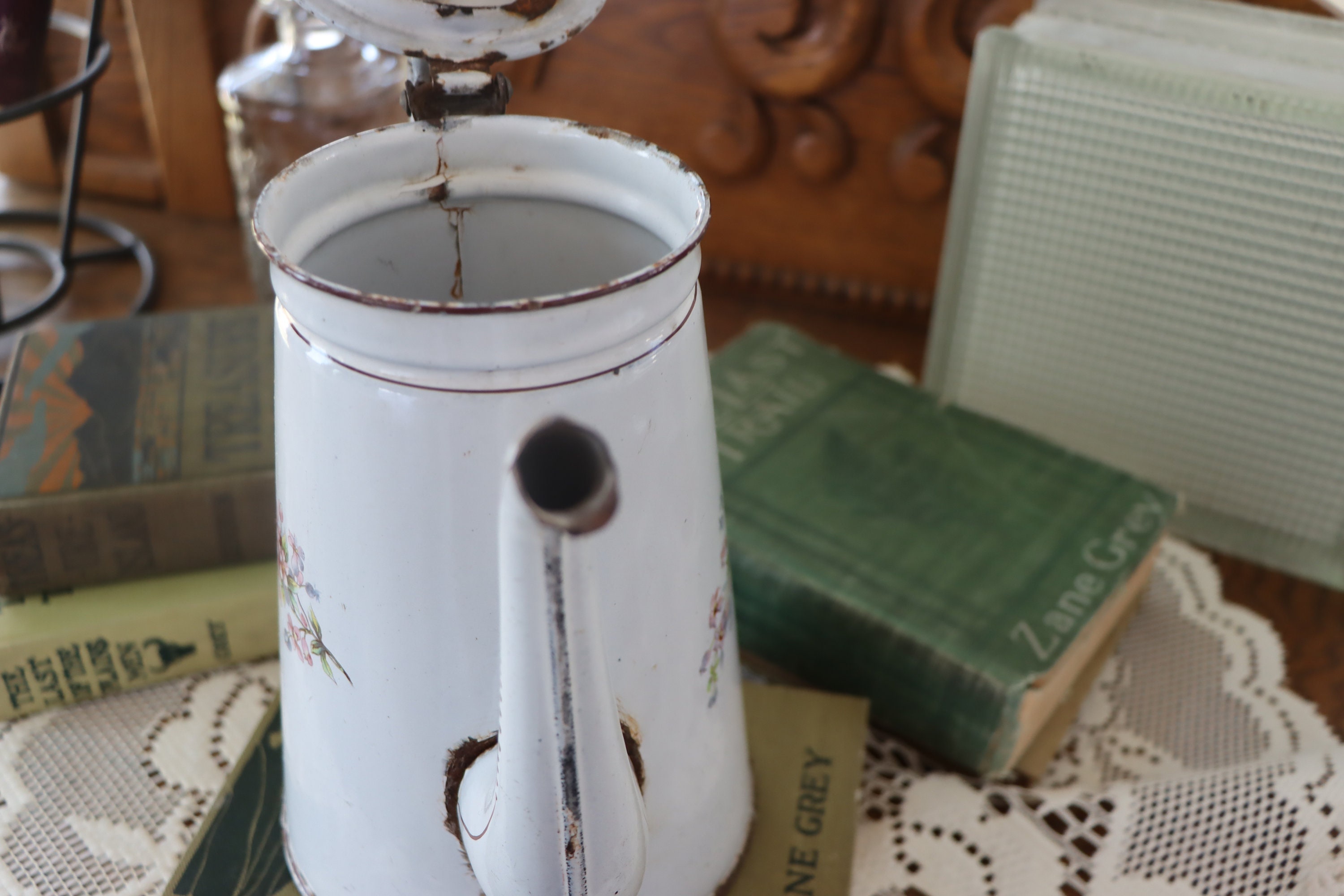 RARE FIND Beautiful Vintage Tea Kettle/pot With Hinged Lid Intact ...